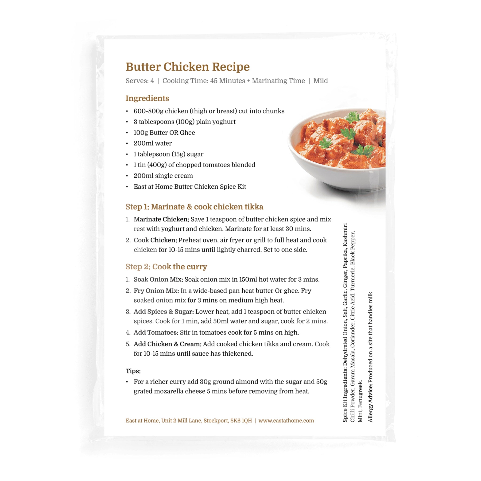 Butter Chicken Spice Kit – East at Home